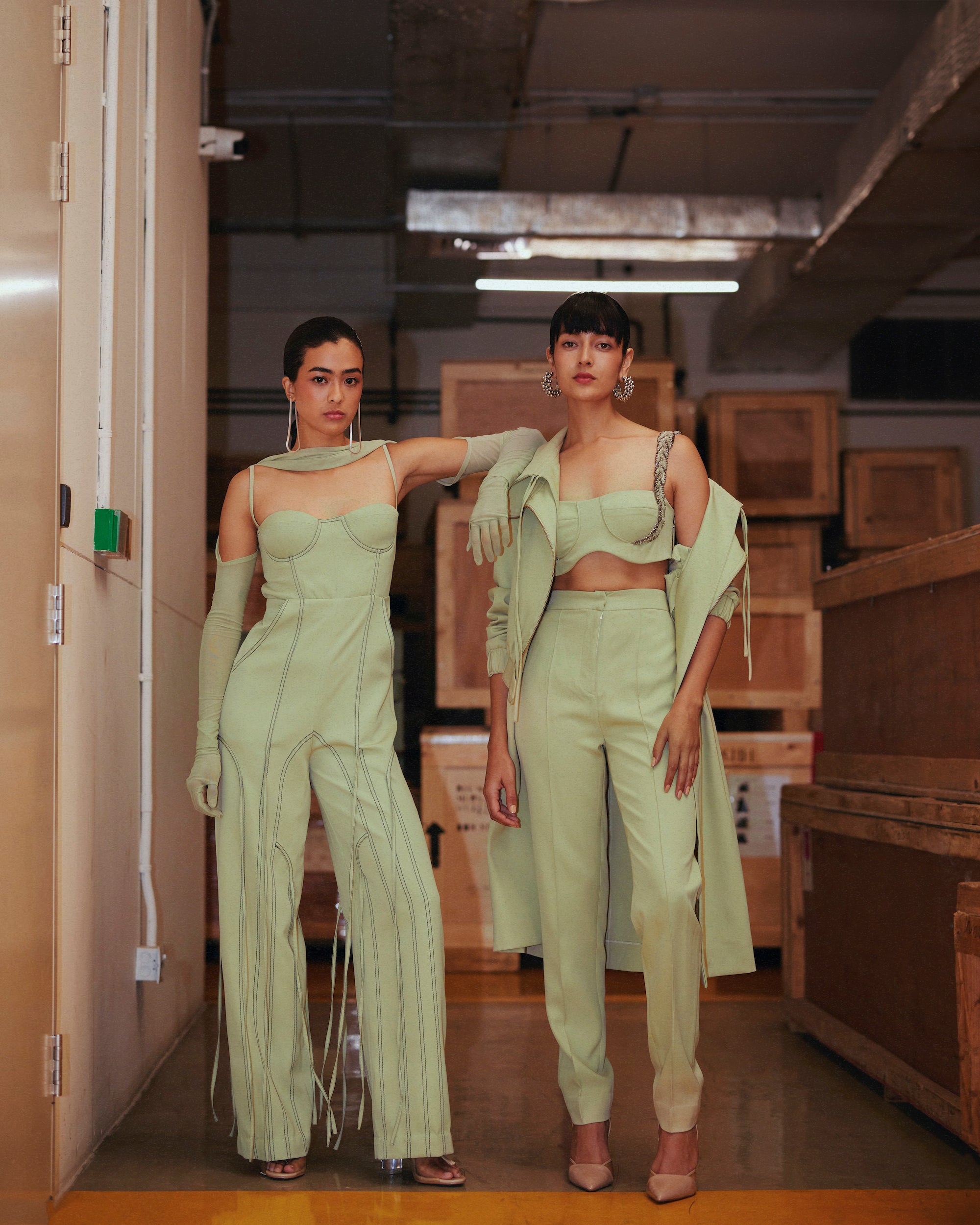 Sage green bomber trench ensemble - Full set – Essé Design Studio